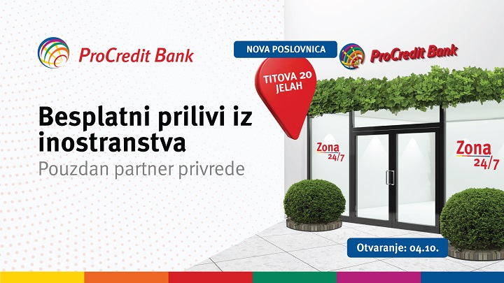 ProCredit Bank proširuje mrežu: 4. oktobra otvaranje poslovne jedinice ...